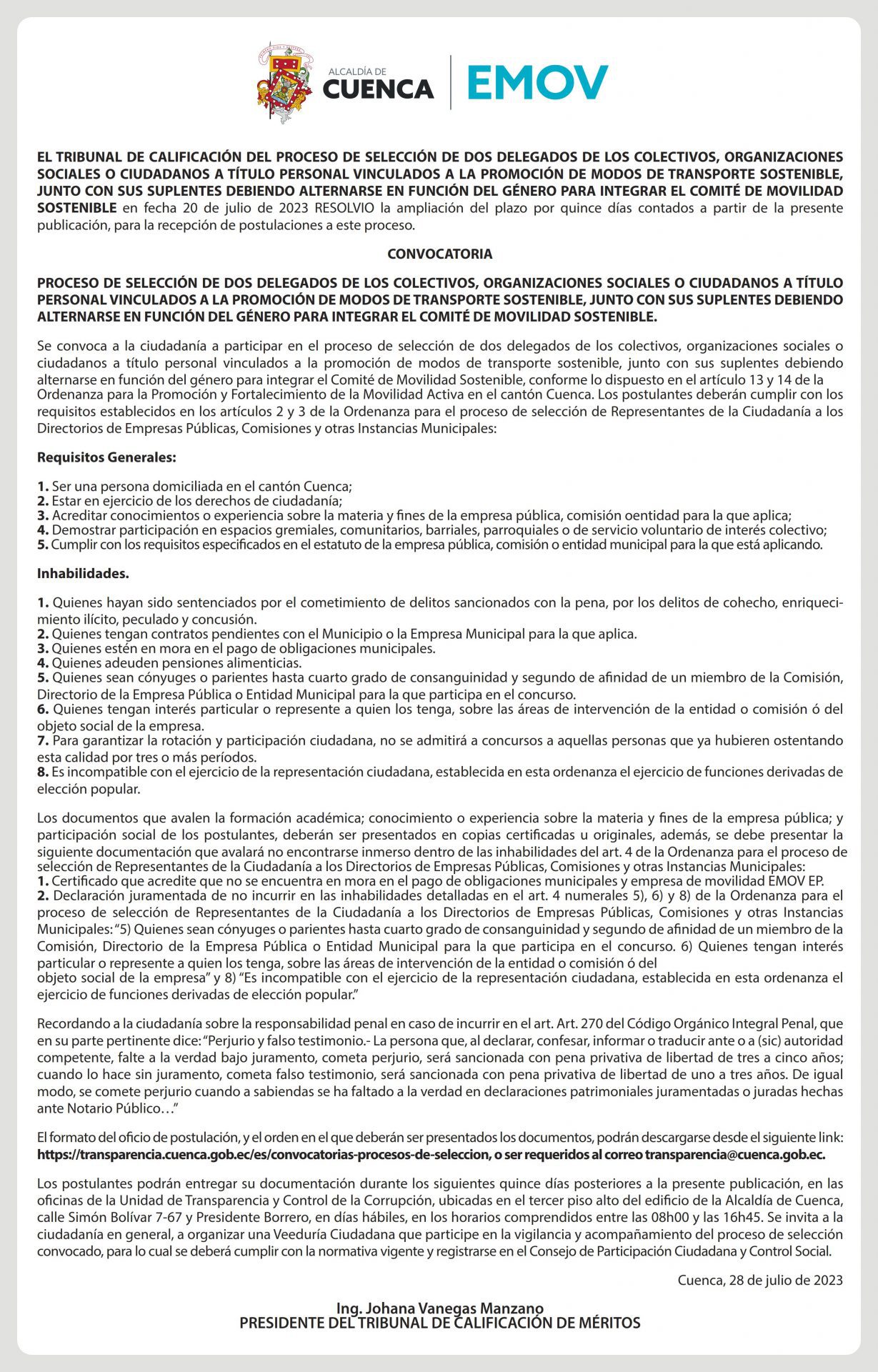 Selección Delegados – EMOV EP